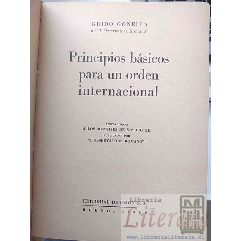 Principios básicos para un orden internacional Guido Gonella ...