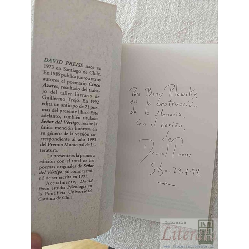 Señor del Vértigo David Preiss dedicado por autor Edición auspiciada ...