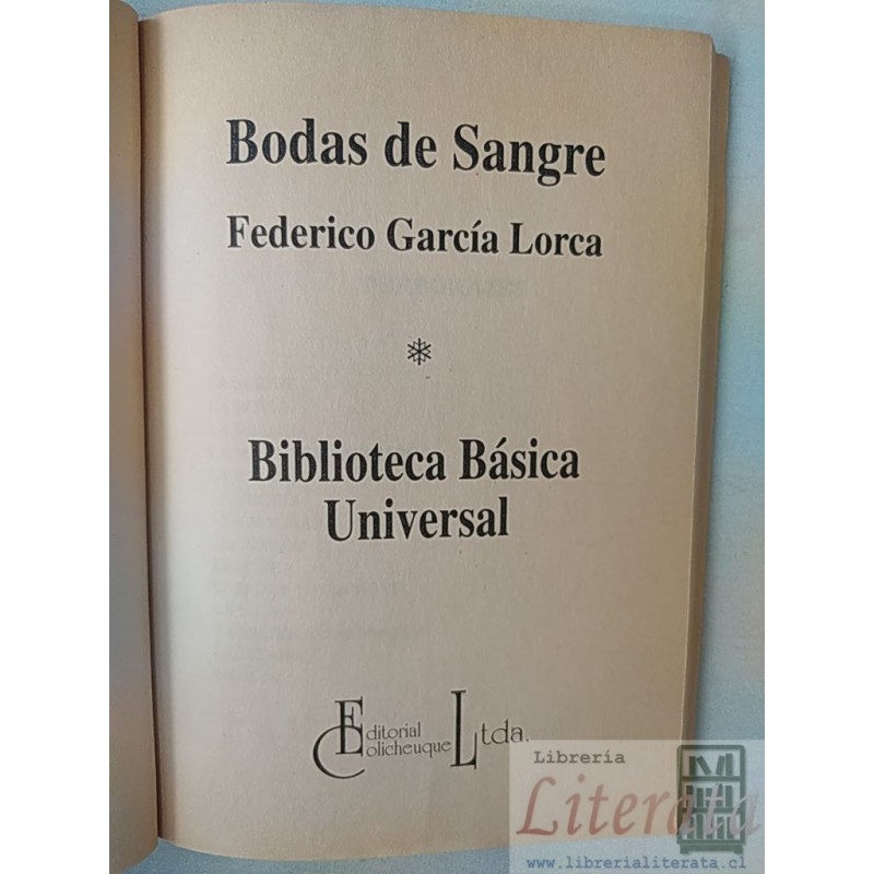 Bodas de sangre Federico García Lorca Biblioteca básica universal ...